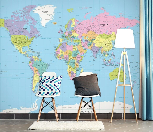 3D COLOR WORLD Map ZHUA9981 Wallpaper Wall Murals Removable Self ...