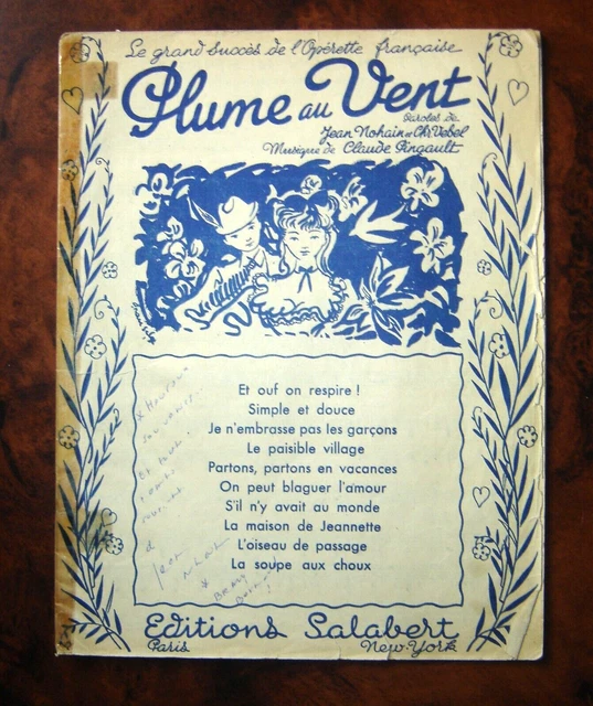 PARTITION ANCIENNE PLUME au vent Jean Nohain - Chr Vebel - Claude ...