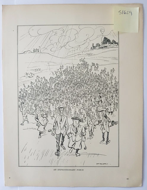 BATEMAN 1923 ANTIQUE Humourous Golf Print An Expedtionary ForceCartoon ...