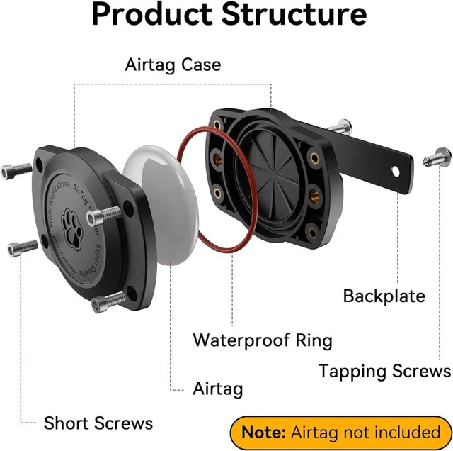 IPX8 WATERPROOF AIRTAG Dog Collar Holder, Ultra-Durable Dog & Cat ...