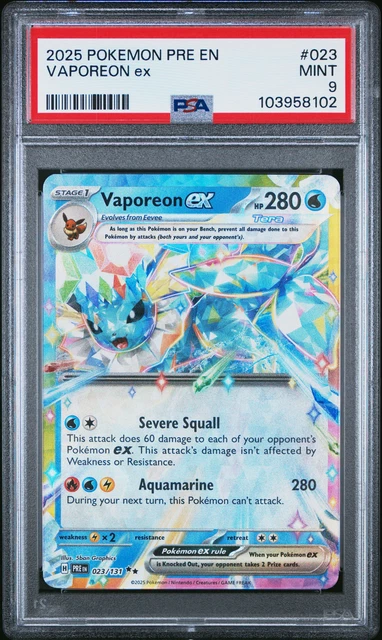 2025 POKEMON PRE En-Prismatic Evolutions #023 Vaporeon Ex Psa 9 £11.22 - PicClick UK