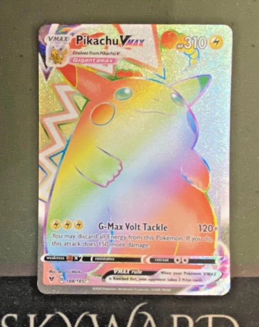 POKEMON CARD - Pikachu VMAX Secret Rainbow Vivid Voltage 188/185 EUR 136,35 - PicClick FR