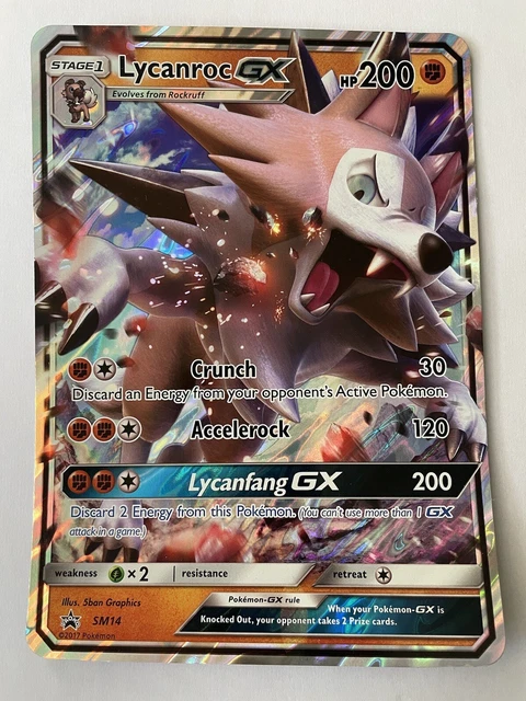 CARTE POKÉMON LYCANROC GX SM14 Jumbo Black Star Anglais NEUF EUR 19,90 - PicClick IT