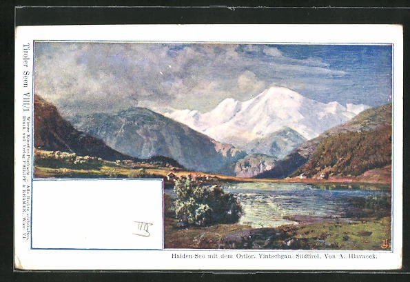 KÜNSTLER-AK ANTON HLAVACEK: Haiden-See mit dem Ortler EUR 7,00 - PicClick DE