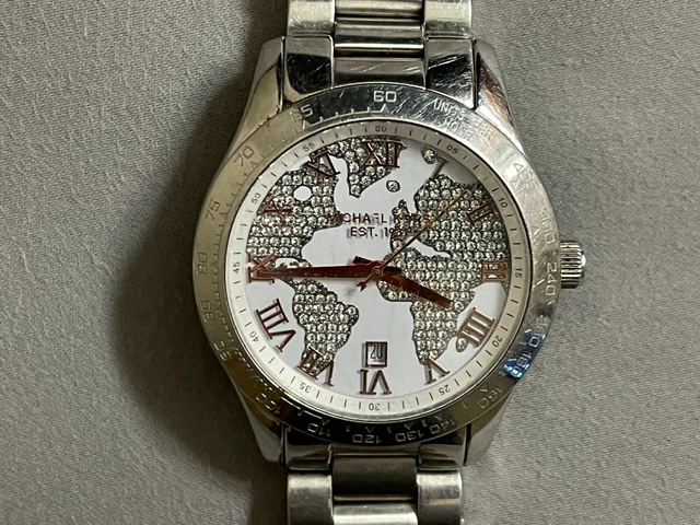 OROLOGIO MICHAEL KORS MK5958 Quadrante Mappa Tono Argento Funzionante ...