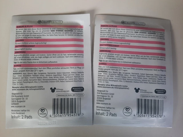 ISANA DISNEY MINNIE Mouse Mickey Maus Hydrogel Augen Pads mit Hibiskus ... ISANA DISNEY MINNIE Mouse Mickey Maus Hydrogel Augen Pads mit Hibiskus ...