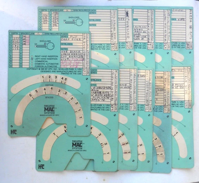 (11) VINTAGE HPC Cards General Motors,Toyota ... Code Cards Locksmith ...
