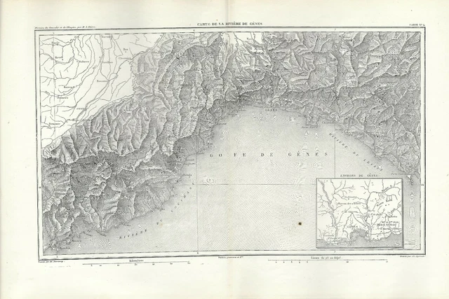 CARTA GEOGRAFICA ANTICA LIGURIA GENOVA Thiers 1880 Old Antique map EUR ...