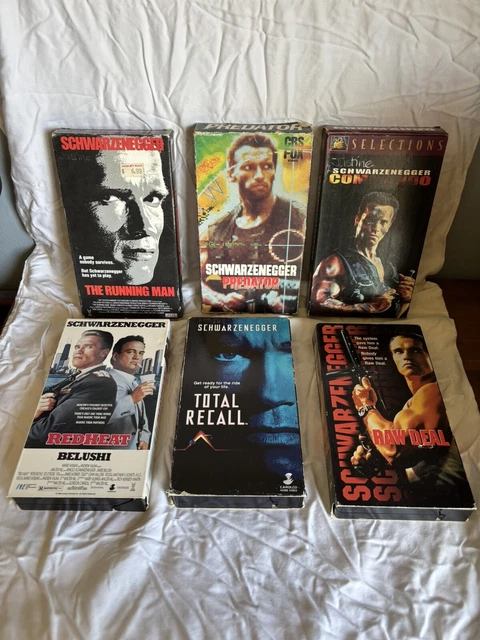 6 EARLY SCHWARTZENEGGER VHS MOVIES! Commando, Predator, Raw Deal, Red ...