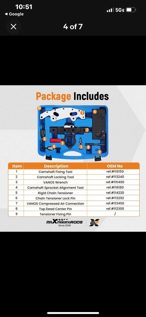 TIMING TOOL KIT for BMW M52 M52TU M54 M56 6 Cylinder Engine Camshaft ...