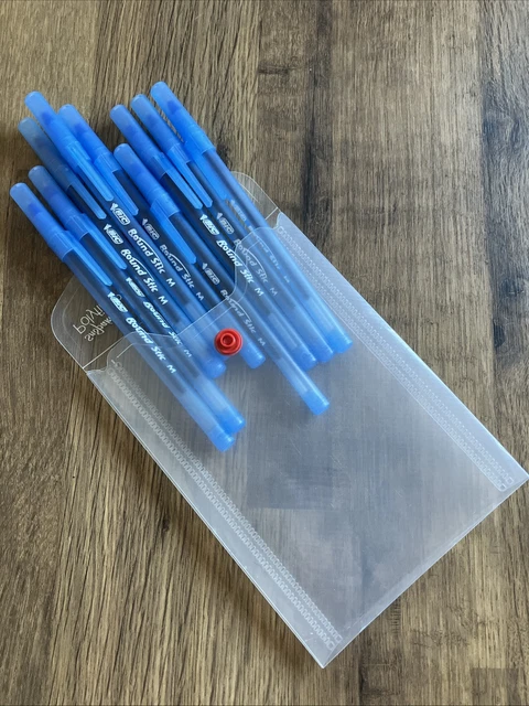 BIC ROUND STIC 1.0mm Medium Blue Ballpoint Pens, CAPPED( 9 PENS+A6 POCKET )B/NEW £8.50 - PicClick UK