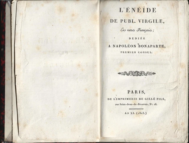 L ENEIDE VIRGILE Envers Francais Dediee A Napoleon Bonaparte Premier ...