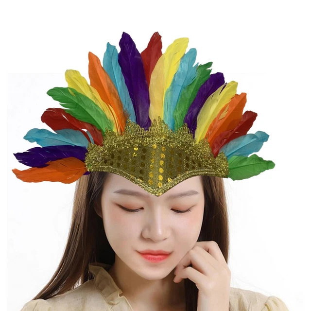FEATHER HEADDRESS AMERICAN Chief Indian Headdress for Party Carnival ...