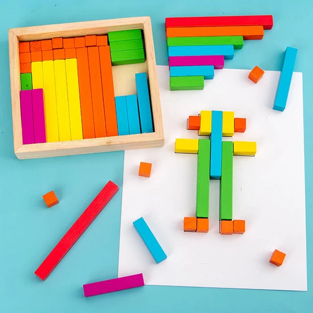 WOODEN CUISENAIRE RODS Individual Kit, Create Interesting Shapes ...