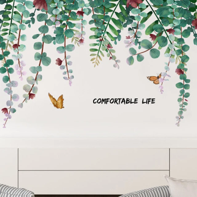 ARBRE VIGNE FEUILLES Vert Plante Autocollant Mural PVC Décalque Art ...