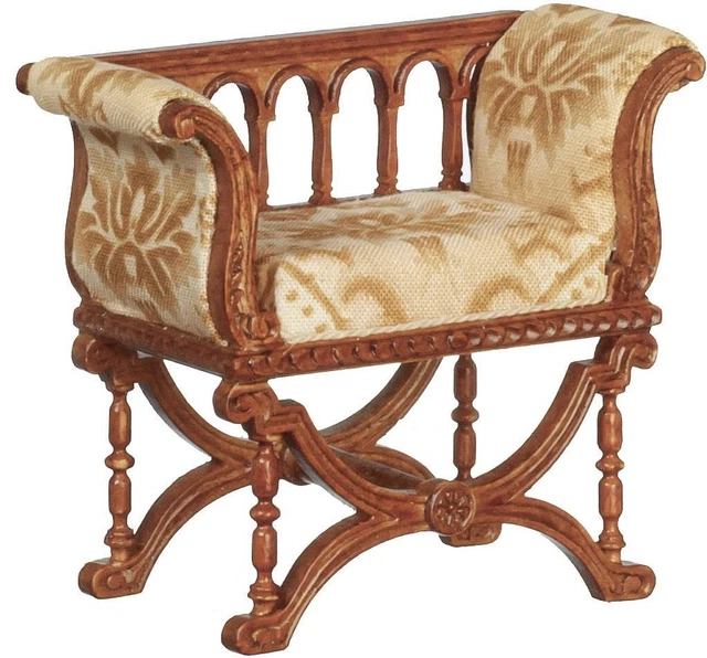 MAISON DE POUPÉES Curule Fauteuil Jacobéen Noyer JBM Miniature Meuble de Salon EUR 101,53 ...