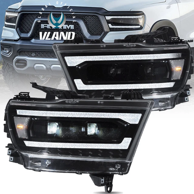 CLEAR VLAND FULL LED Headlights W/Startup Animation For 2019-2024 Dodge ...