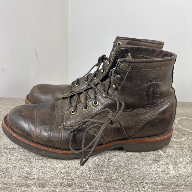 CHIPPEWA CHOCOLATE APACHE Leather 20065 6" Lace-Up Men's Sz 10.5D Boots ...