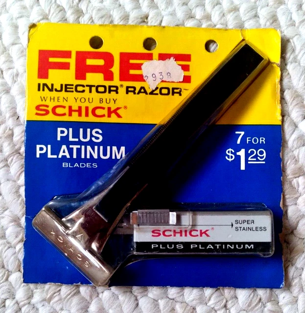 NEW NOS UNOPENED Vtg 1970 Schick Injector Razor with 7 Platinum Blades ...