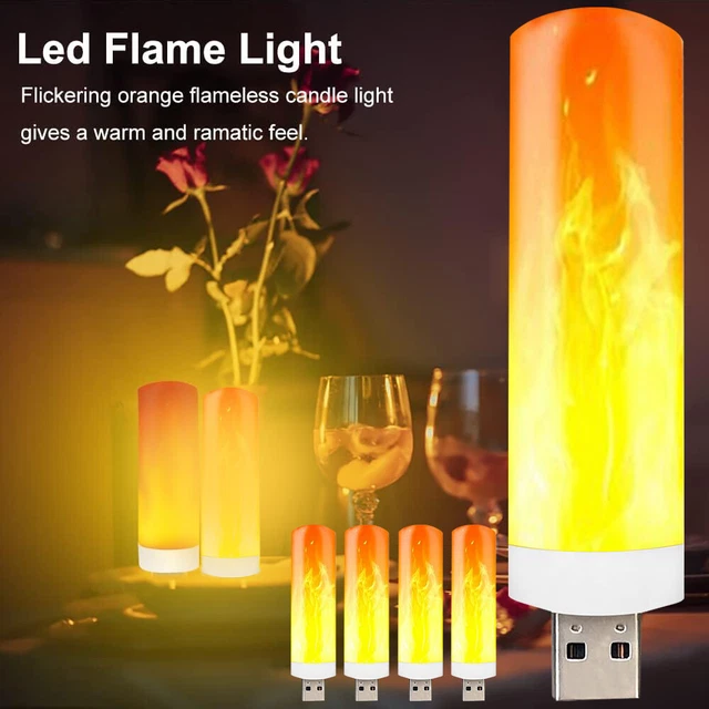 UKB LED FLAME Effect Flickering Fire Lights Flameless Candle Tea Lamp ...