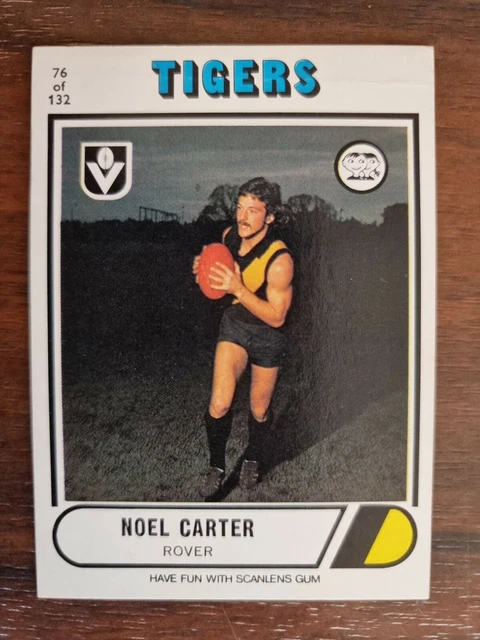 SCANLENS 1976 VFL FOOTY CARD NOEL CARTER RICHMOND TIGERS 76 #76 V.Nice ...