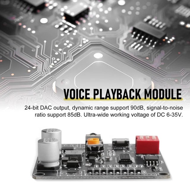 12V/24V VOICE PLAYBACK Module Serial Port Control Playback 10W/20W ...