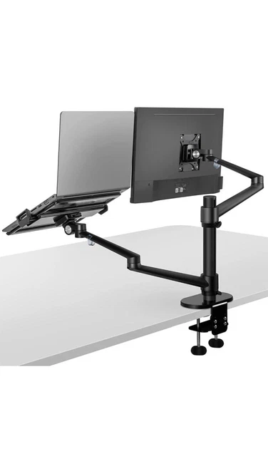 VIOZON MONITOR & Laptop Mount 2-in-1 Adjustable Dual Arm Desk Mounts ...