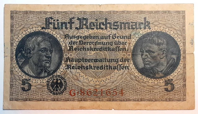 WW2 GERMAN NAZI Era Germany Reichsmark Banknote 50 Mark - 1942 EUR 13 ...