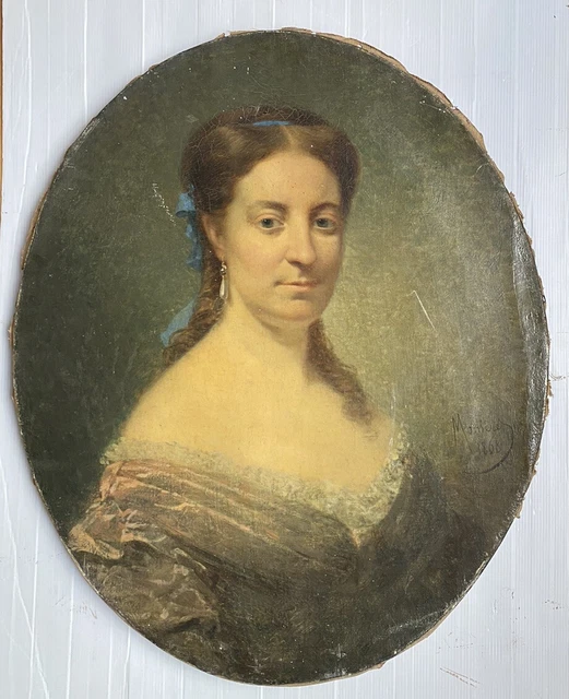BEAU PORTRAIT DE Femme Aristocratique Tableau ancien XIX Signé Daté à ... BEAU PORTRAIT DE Femme Aristocratique Tableau ancien XIX Signé Daté à ...