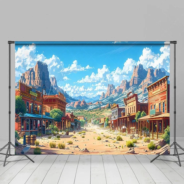 LOFARIS DUSTY WESTERN Town Mountain Blue Sky Scene Backdrop $37.90 ...