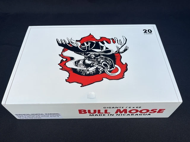 BULL MOOSE WHITE Gigante Empty Wooden Cigar Box 10" x 6.75" x 2.25" £9. ...