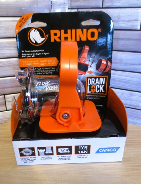 CAMCO RHINO SEWER Adapter Pro Locking DRAIN LOCK 39730 Black Tank Elbow ...