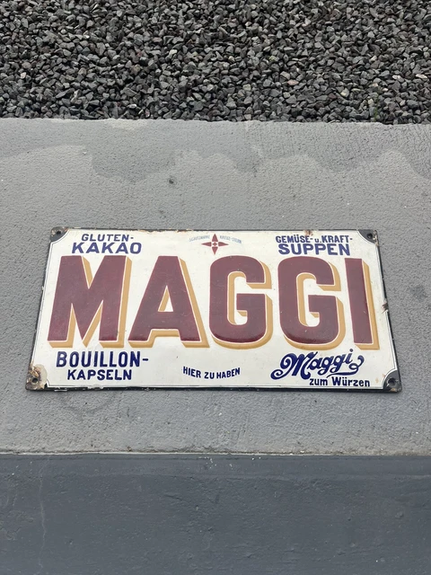 PLAQUE ÉMAILLÉE ANCIENNE Maggi Bouillon Kakao Hier Zu Haben Suppen Wurzen Rare EUR 73,00 ...