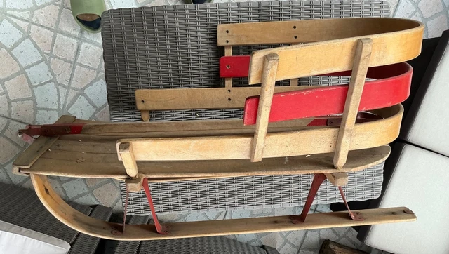 TRAÎNEAU A LUGE Enfant 1950 Children's Sledge Kinderschlitten Slitta ...