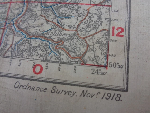 WW1 (NOVEMBER 1918) British map produced for the MILITARY OCCUPATION OF ...