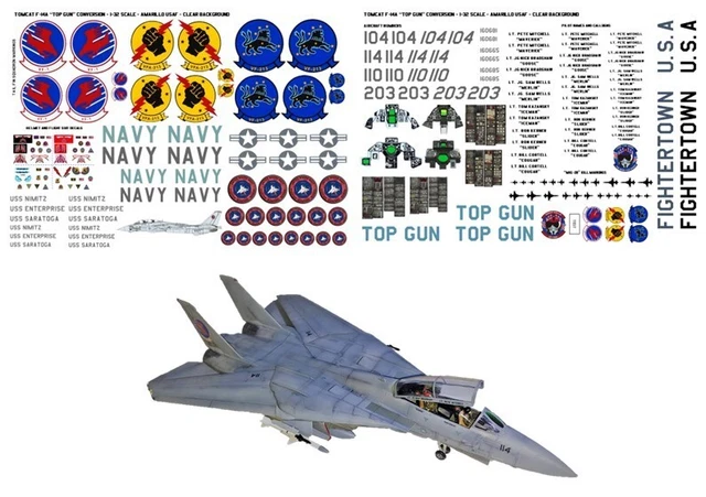 AUTOCOLLANTS DE CONVERSION 1:32 Top Gun F-14A Tomcat (F-14 VF-1 VF-213 ...