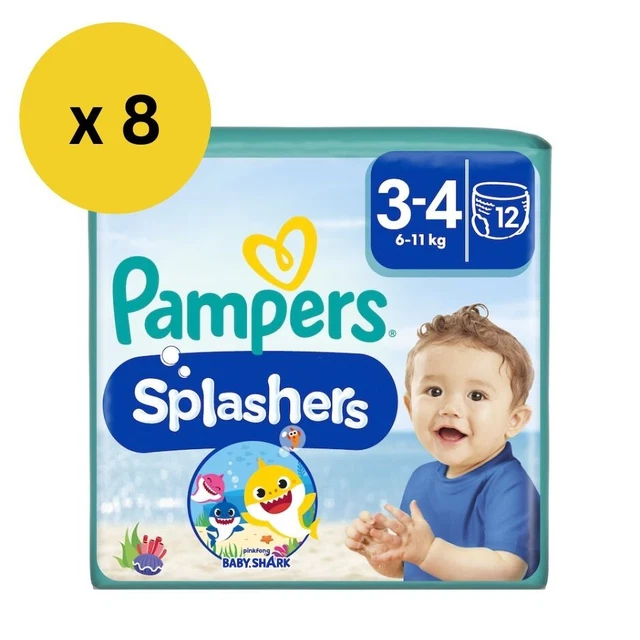 PAMPERS SPLASHERS DIAPERS Floating Diapers 8x12pcs Size 3-4 (6-11kg ...