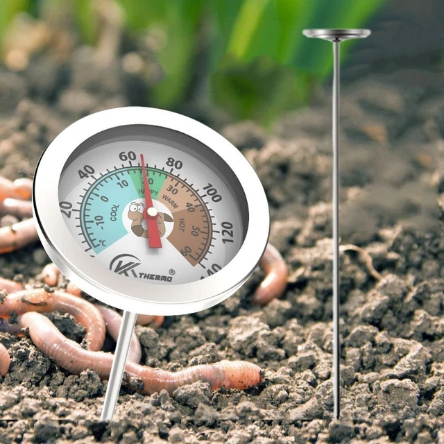 20CM STAINLESS STEEL Compost Soil Thermometer Tester Temperature ...