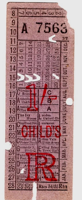 BUS/COACH TICKET: LONDON Transport Coaches, Wartime routes 34/45, 1 ...