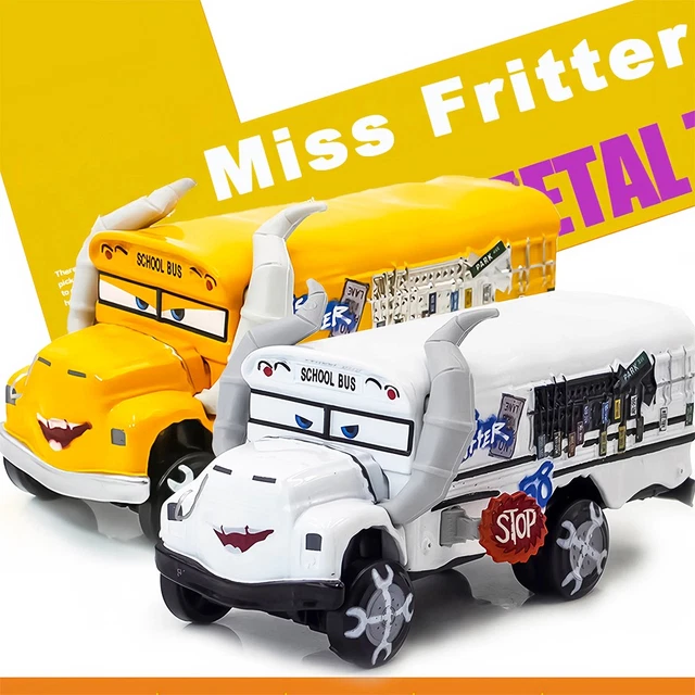 DISNEY- PIXAR CARS Crazy School Bus Miss Fritter 1:55 Diecast Car Model ...