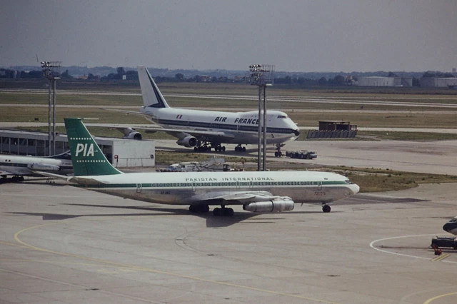 ORIGINAL 35MM COLOUR slide of PIA Boeing 707-340C AP-AWZ at ORY in 1974 ...