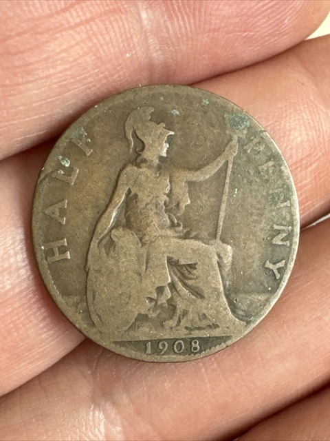 GREAT BRITAIN 1908 King Edward VII Half Penny Circulated Copper Coin ...