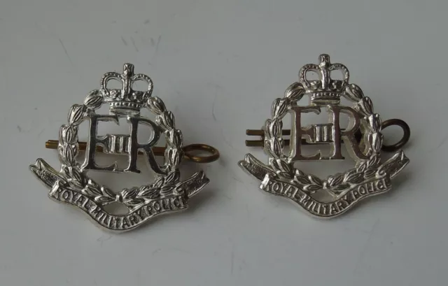 BRITISH ARMY ROYAL Military Police Officers White Metal Collar Badges ... BRITISH ARMY ROYAL Military Police Officers White Metal Collar Badges ...