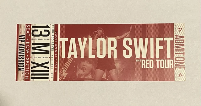TAYLOR SWIFT RED Tour Ticket £4.20 - PicClick UK