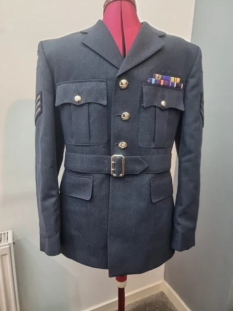 RAF NO1 JACKET British Uniform Dress NCO Stripes Medal Rbbns 90cm Chest ...
