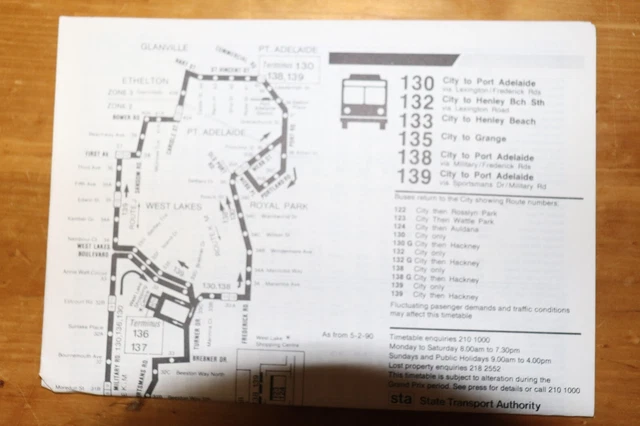 STATE TRANSPORT AUTHORITY Adelaide bus timetable for routes 130, 132-3 ...
