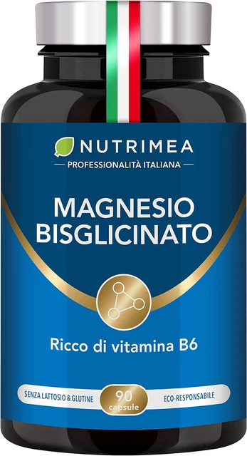 MAGNESIO BISGLICINATO | Forma Chelata | Con Vitamina B6 | Contro Stress ...