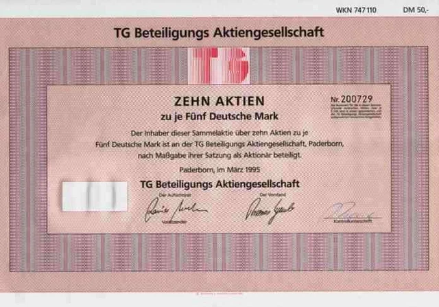 TG BETEILIGUNG PADERBORN 1995 Verlag A.Schmidt Würzburg 50 DM ...