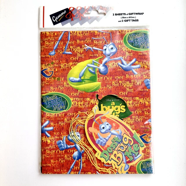DISNEY PIXAR A Bug's Life Gift Wrap Wrapping Paper - 2 Sheets + 2 Gift Tags £3.31 - PicClick UK