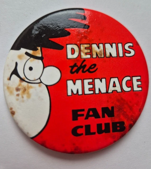 VTG OG 1980'S DENNIS THE MENACE FAN CLUB Comic The Beano Kids Badge Pin ...